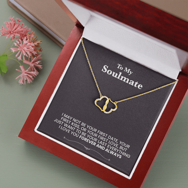 14k Gold 2 hearts necklace with custom message to soulmate – Pickedin
